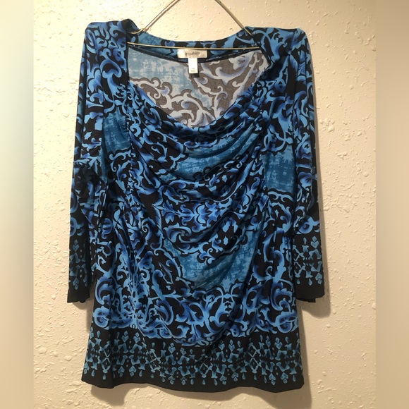 Dress Barn | Tops | Beautiful Blue And Black Dress Barn Blouse Sz X ...